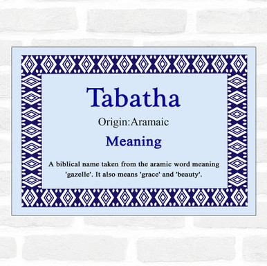 Tabatha Name Meaning Blue Certificate - Party Animal Print
