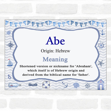 Abe Name Meaning Nautical Certificate - Party Animal Print