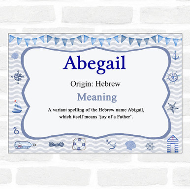 Abegail Name Meaning Nautical Certificate - Party Animal Print