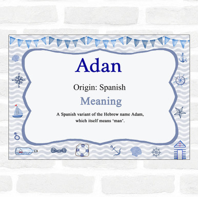 Adan Name Meaning Nautical Certificate - Party Animal Print