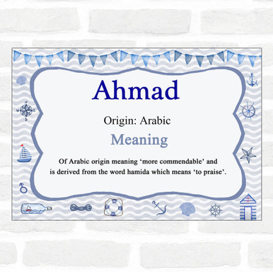 Ahmad Name Meaning Nautical Certificate - Party Animal Print