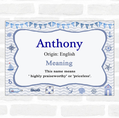 Anthony Name Meaning Nautical Certificate - Party Animal Print