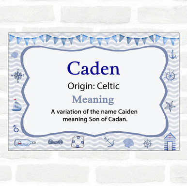 Caden Name Meaning Nautical Certificate - Party Animal Print