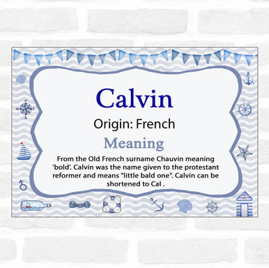 Calvin Name Meaning Nautical Certificate - Party Animal Print