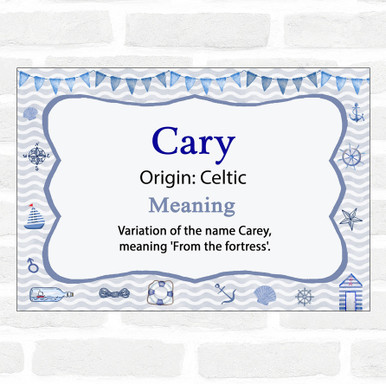 Cary Name Meaning Nautical Certificate - Party Animal Print