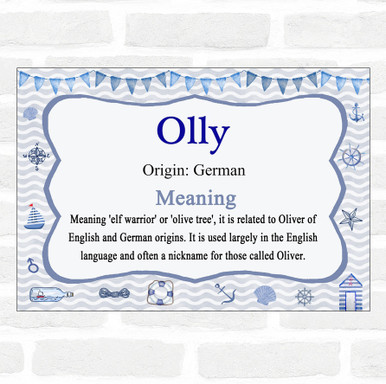 Olly Name Meaning Nautical Certificate - Party Animal Print