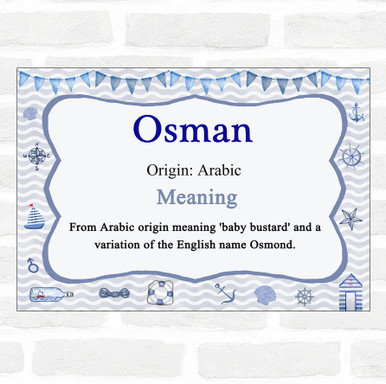 Osman Name Meaning Nautical Certificate - Party Animal Print