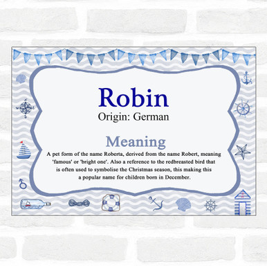 Robin Name Meaning Nautical Certificate - Party Animal Print