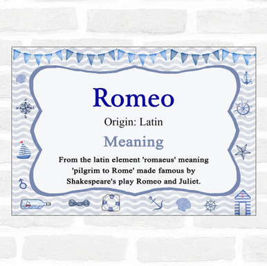 Romeo Name Meaning Nautical Certificate - Party Animal Print