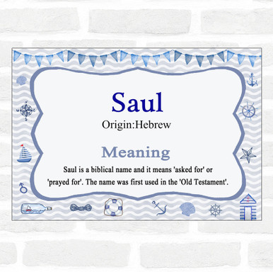 Saul Name Meaning Nautical Certificate - Party Animal Print