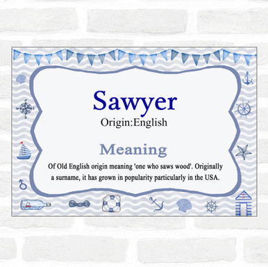 Sawyer Name Meaning Nautical Certificate - Party Animal Print