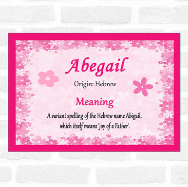 Abegail Name Meaning Pink Certificate - Party Animal Print