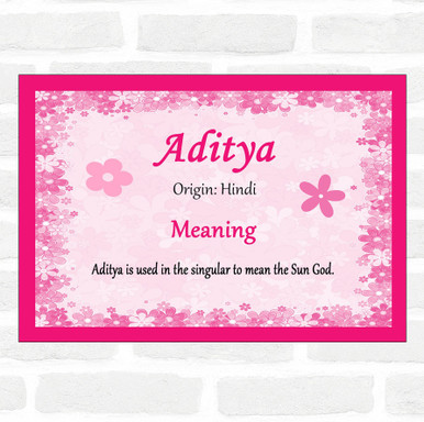 Aditya Name Meaning Pink Certificate - Party Animal Print