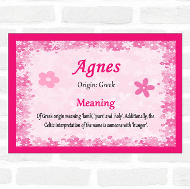 Agnes Name Meaning Pink Certificate - Party Animal Print