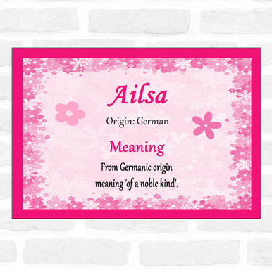 Ailsa Name Meaning Pink Certificate - Party Animal Print