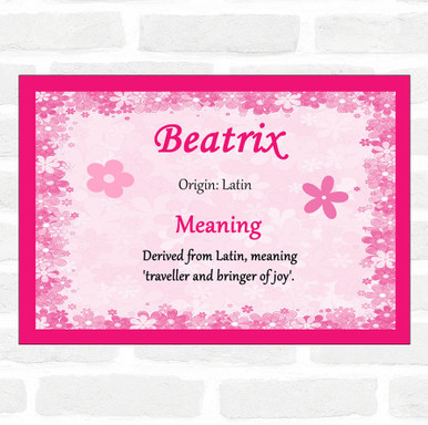 Beatrix Name Meaning Pink Certificate - Party Animal Print