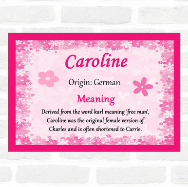 Caroline Name Meaning Pink Certificate - Party Animal Print