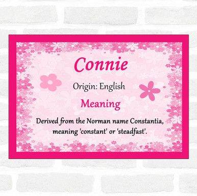Connie Name Meaning Pink Certificate - Party Animal Print
