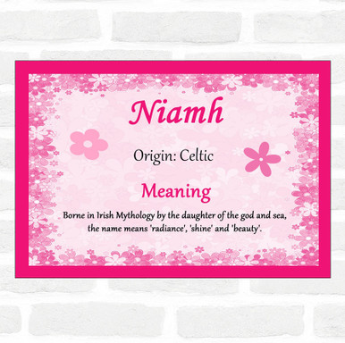 niamh Name Meaning Pink Certificate - Party Animal Print