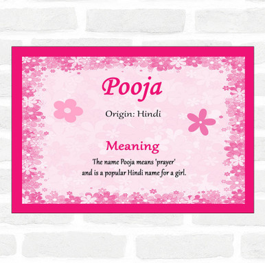 Pooja Name Meaning Pink Certificate - Party Animal Print