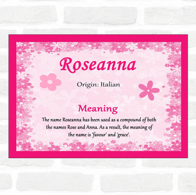 Roseanna Name Meaning Pink Certificate - Party Animal Print
