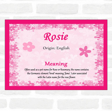 Rosie Name Meaning Pink Certificate - Party Animal Print