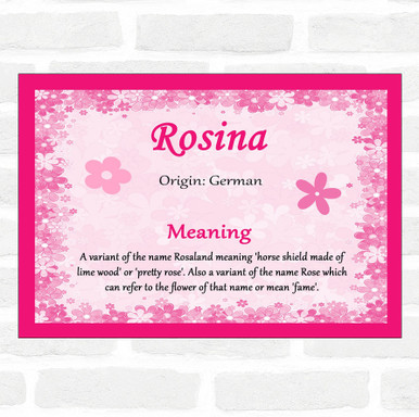 Rosina Name Meaning Pink Certificate - Party Animal Print