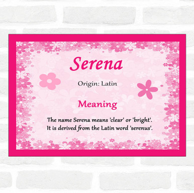 Serena Name Meaning Pink Certificate - Party Animal Print