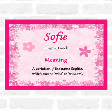 Sofie Name Meaning Pink Certificate - Party Animal Print