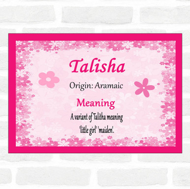 Talisha Name Meaning Pink Certificate - Party Animal Print