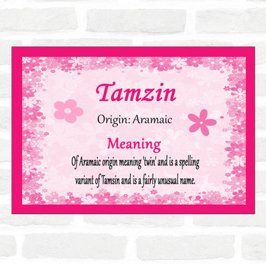 Tamzin Name Meaning Pink Certificate - Party Animal Print