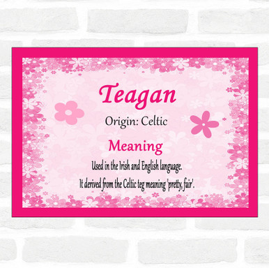 Teagan Name Meaning Pink Certificate - Party Animal Print