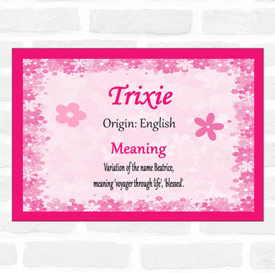 Trixie Name Meaning Pink Certificate - Party Animal Print