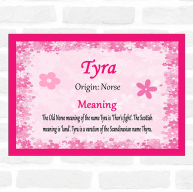Tyra Name Meaning Pink Certificate - Party Animal Print