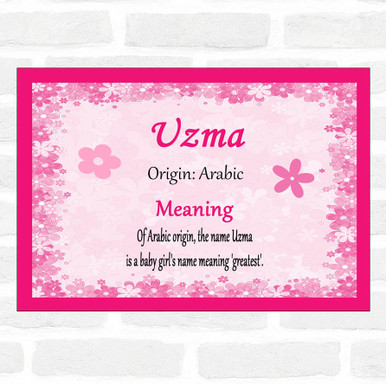 Uzma Name Meaning Pink Certificate - Party Animal Print