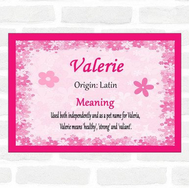 Valerie Name Meaning Pink Certificate - Party Animal Print
