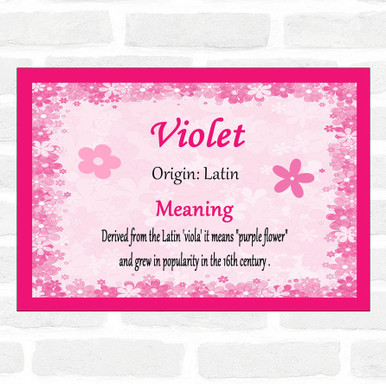 Violet Name Meaning Pink Certificate - Party Animal Print