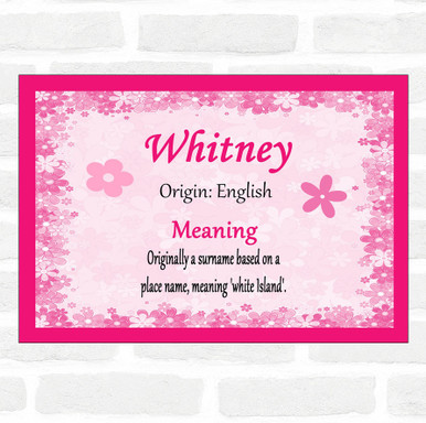 Whitney Name Meaning Pink Certificate - Party Animal Print