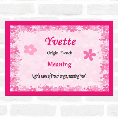 Yvette Name Meaning Pink Certificate - Party Animal Print
