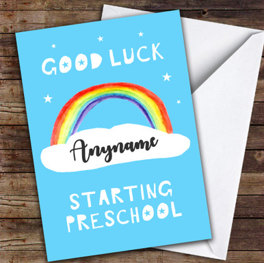 Rainbow Goodluck Starting Preschool Customised Good Luck Card - Party ...