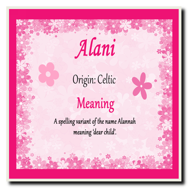 Alani Name Meaning Coaster - Party Animal Print