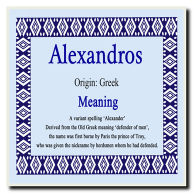 Alexandros Name Meaning Coaster - Party Animal Print
