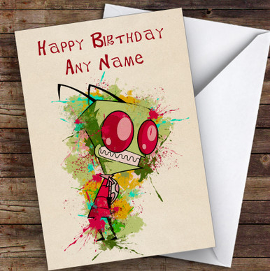 Invader Zim Invader Zim Children's Kids Personalised Birthday Card ...