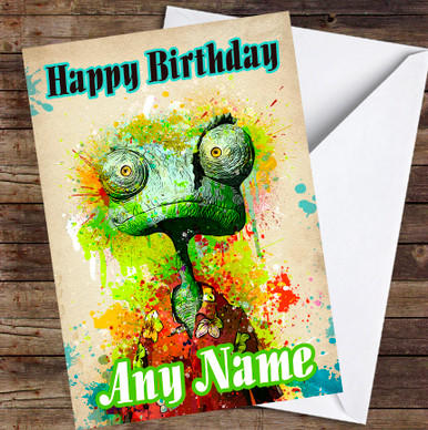 Rango Chameleon Splatter Vintage Personalised Birthday Card - Party ...
