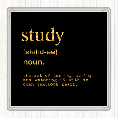 Black Gold Word Definition Study Quote Coaster - Party Animal Print