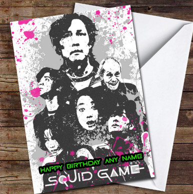 Squid Game Funny Charcaters Personalised Birthday Card - Party Animal Print