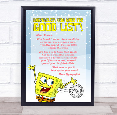 Spongebob Crabby Patty Christmas Blue Snow Letter Certificate Award ...