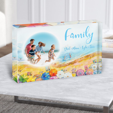 Beach Personalised Photo Family Personalised Acrylic Block - Party ...