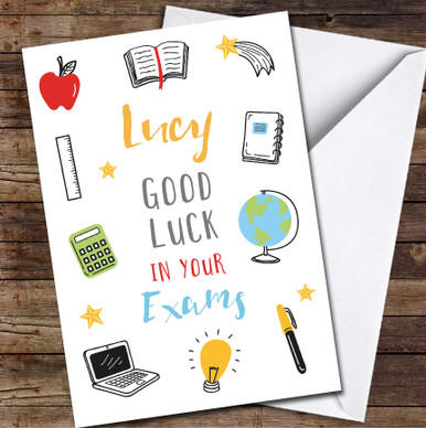 Good Luck in Your Exams School Items Bright Name School Leaver ...