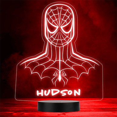 Spider Man Superhero Marvel Personalised Gift Colour Change LED Lamp ...